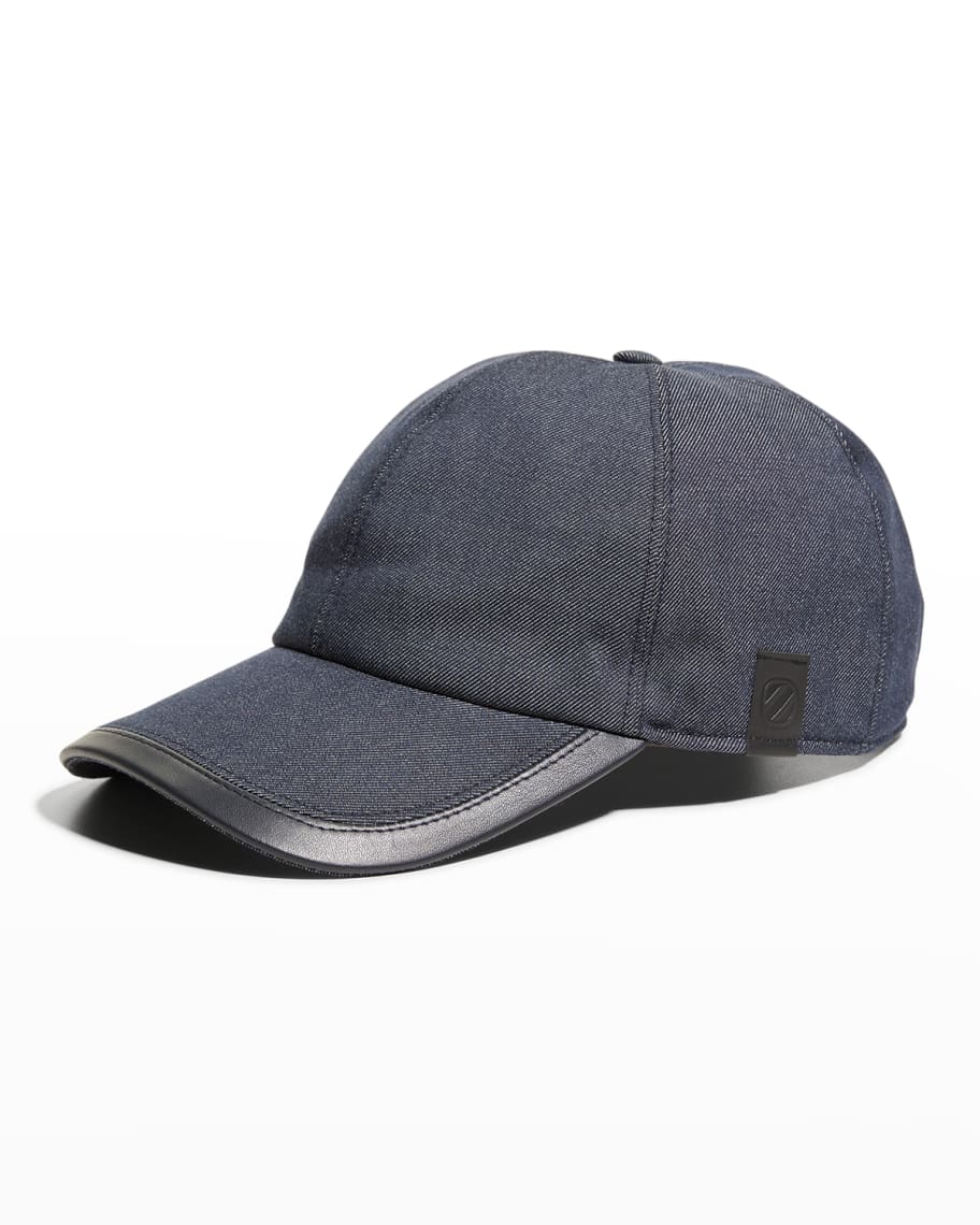 ZEGNA Men's Denim & Leather Baseball Cap | Neiman Marcus