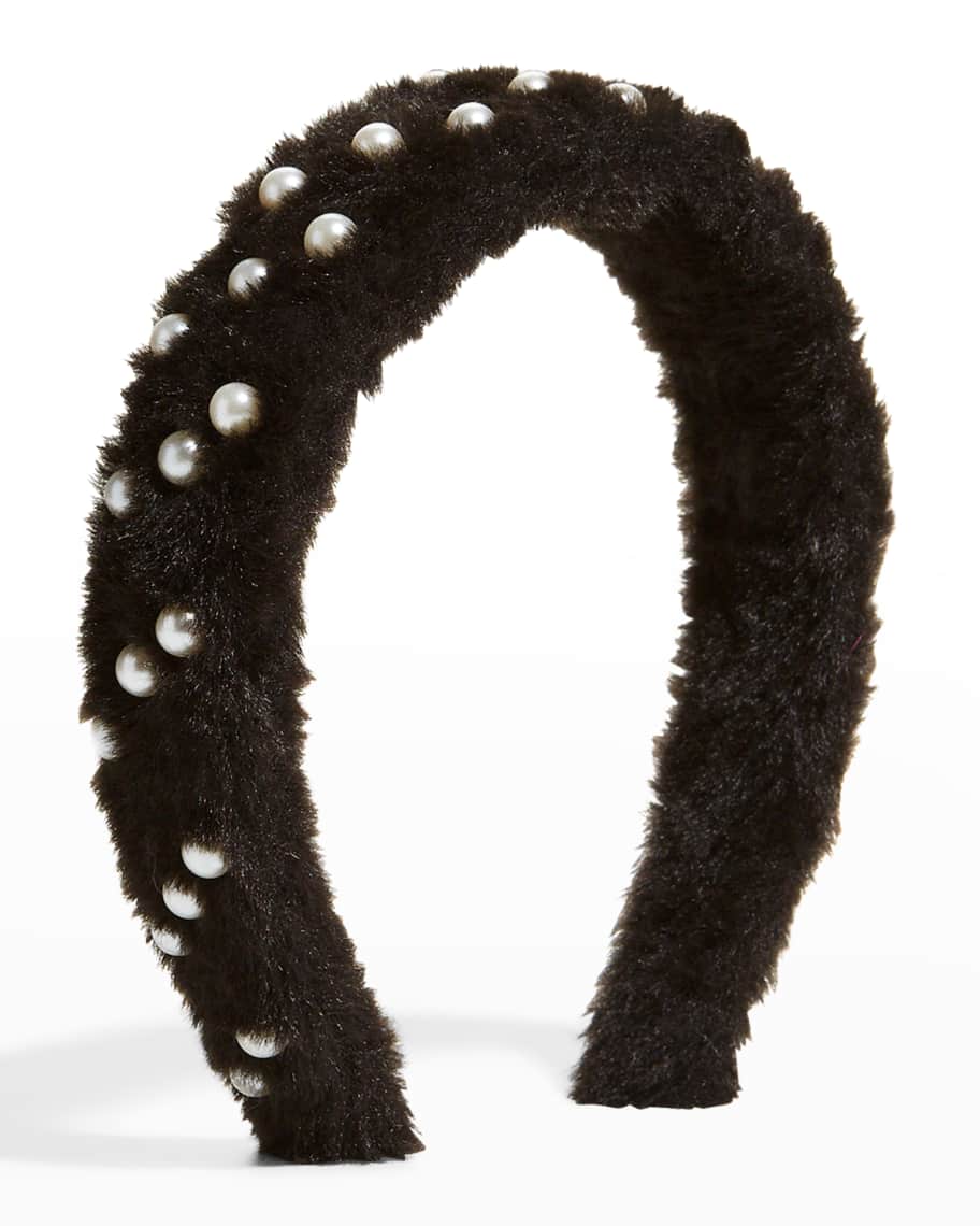Surell Accessories Pearly Faux-Fur Headband | Neiman Marcus