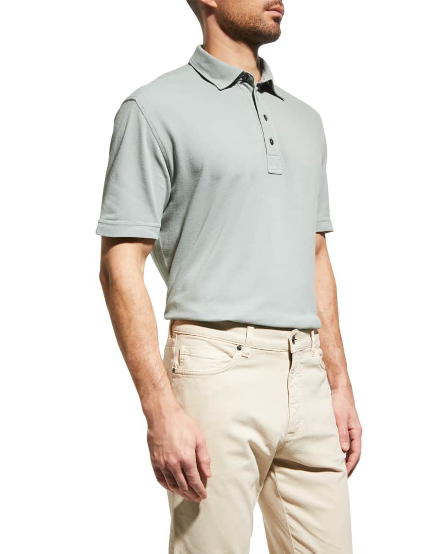 ZEGNA Men's Cotton-Silk Polo Shirt | Neiman Marcus