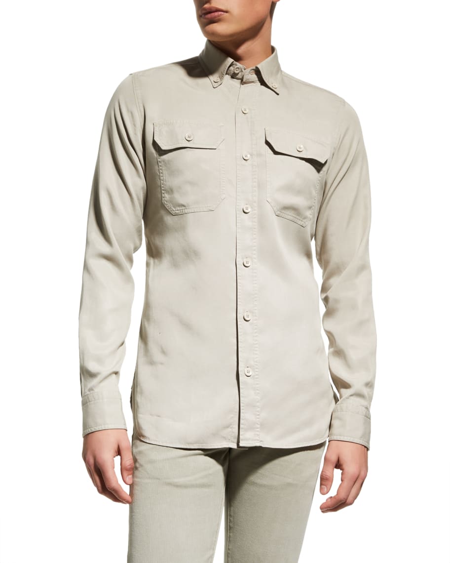 TOM FORD Pocket Collared Shirt | Neiman Marcus
