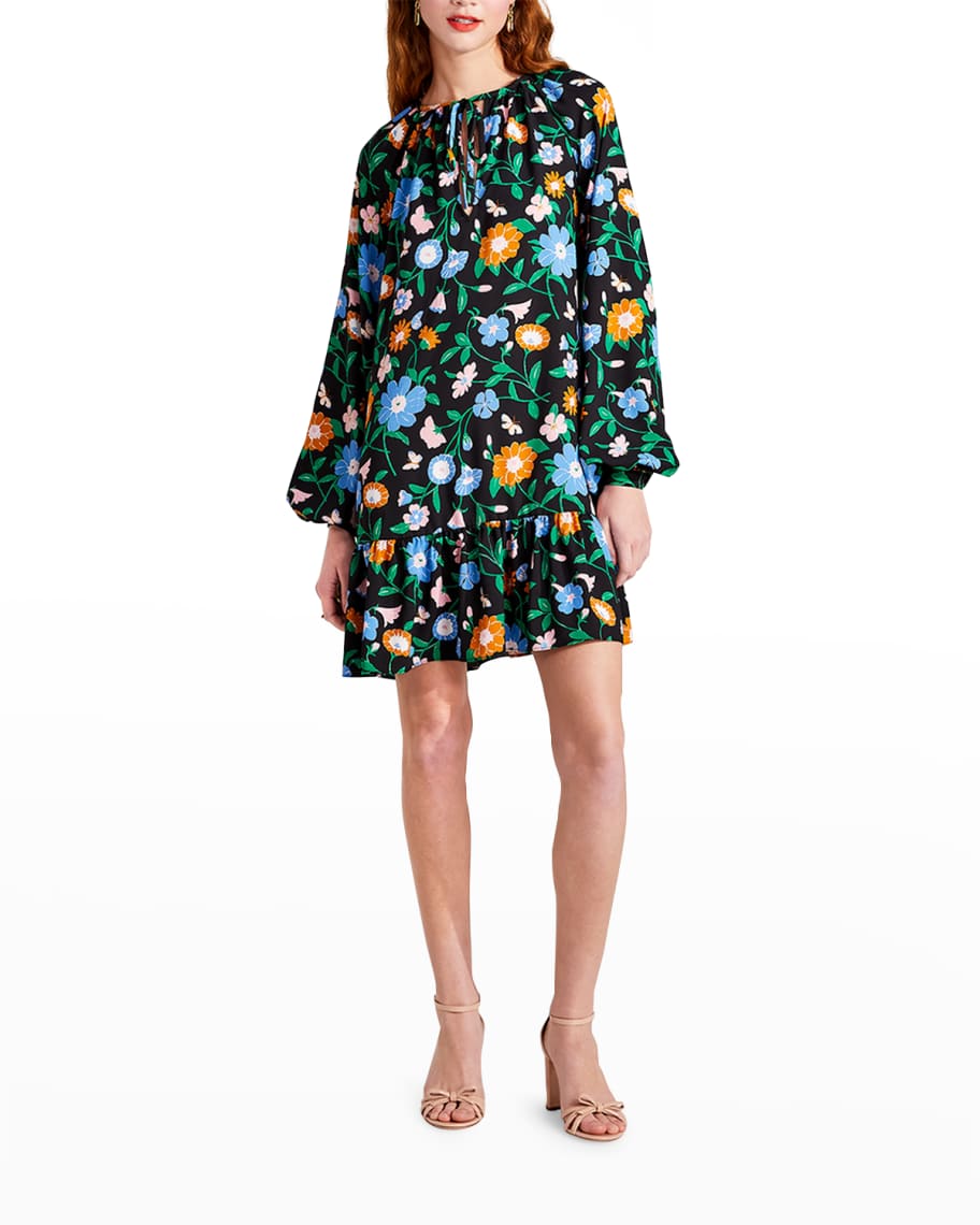 kate spade new york Floral Garden Long-Sleeve Mini Dress | Neiman Marcus