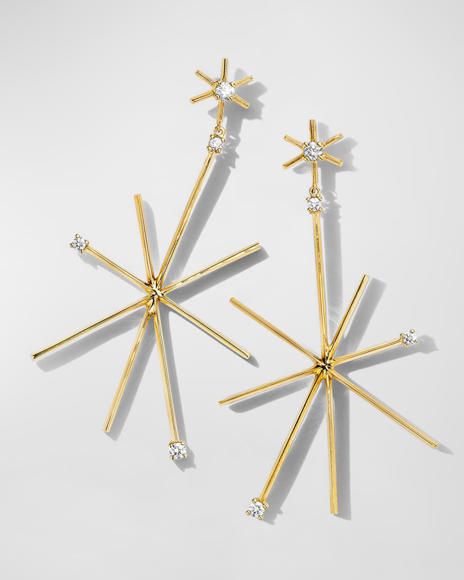 Mimi So 18K Yellow Gold Star Stick Diamond Earrings | Neiman Marcus