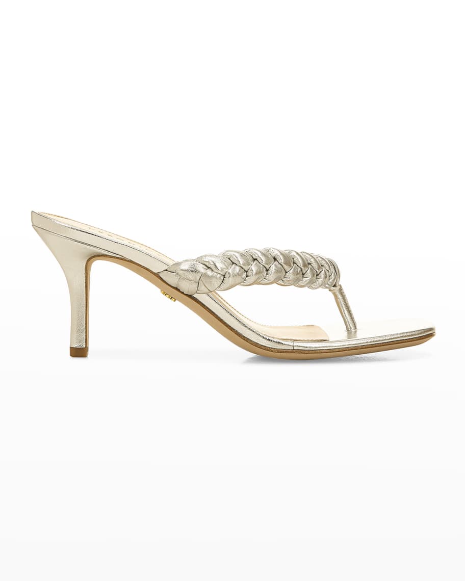 Veronica Beard Marissa Braided Leather Thong Sandals | Neiman Marcus