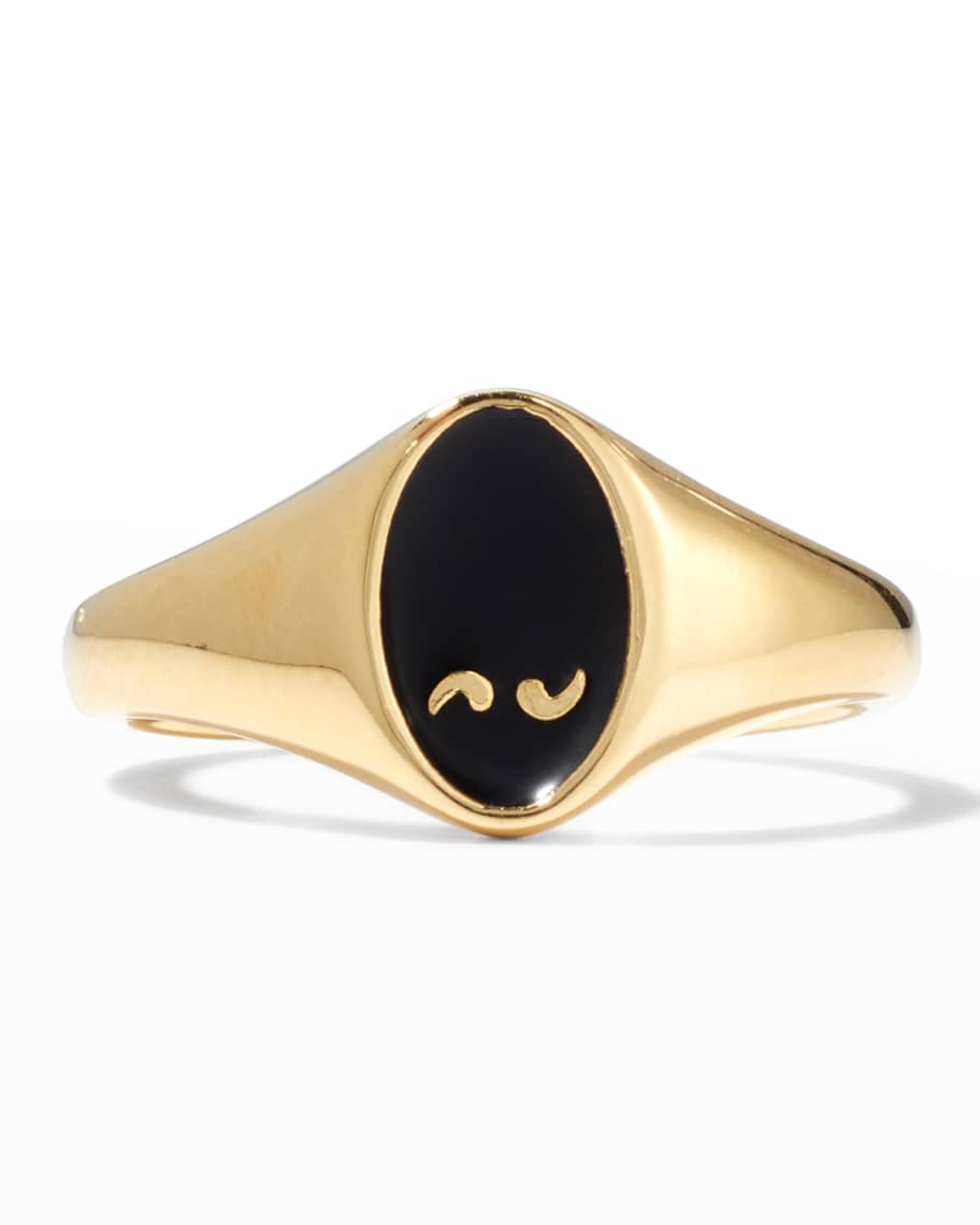 Marco Dal Maso Men's Yellow Gold Framed Black Enamel Signet Ring ...
