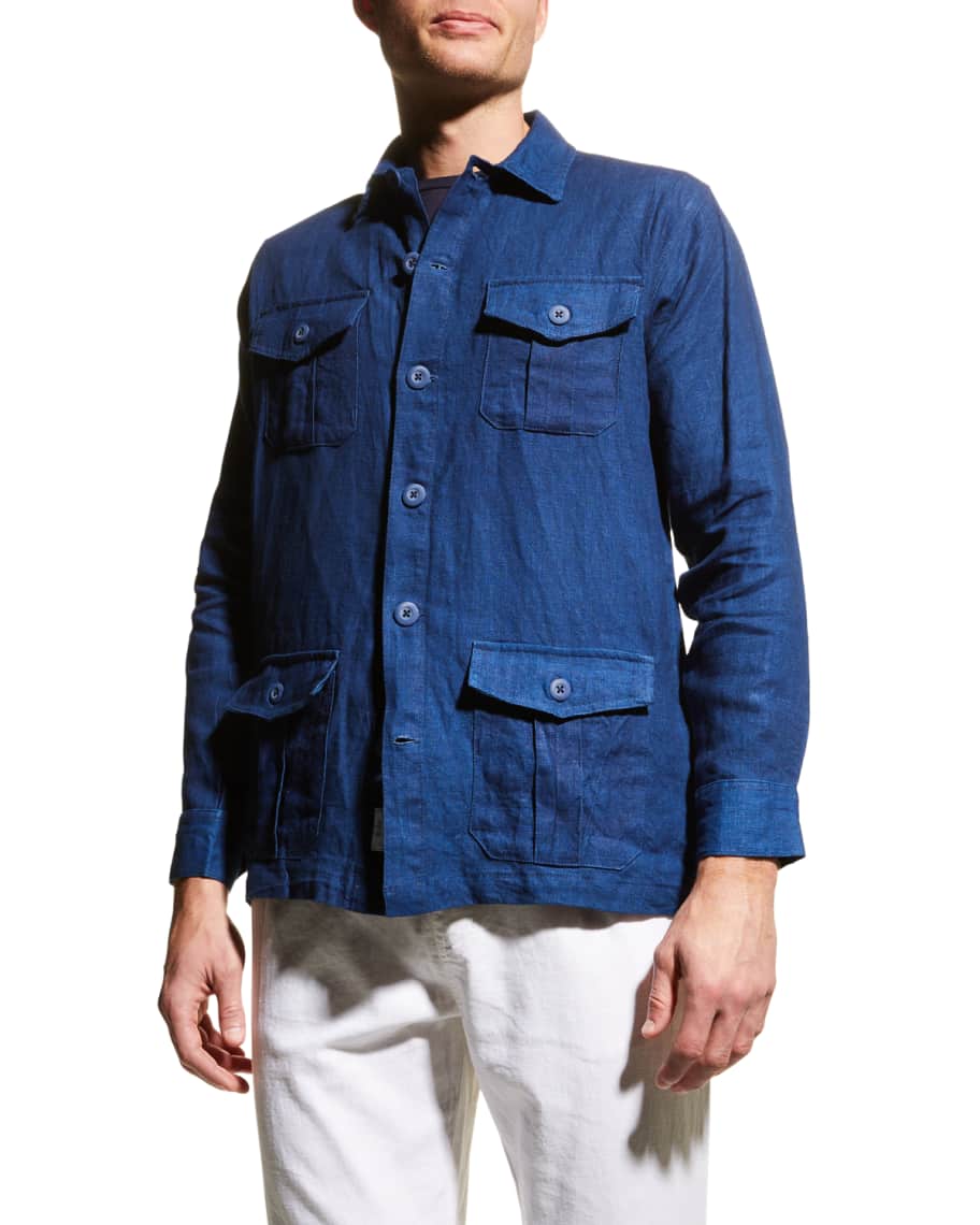 Onia Men's Denim Linen Overshirt | Neiman Marcus