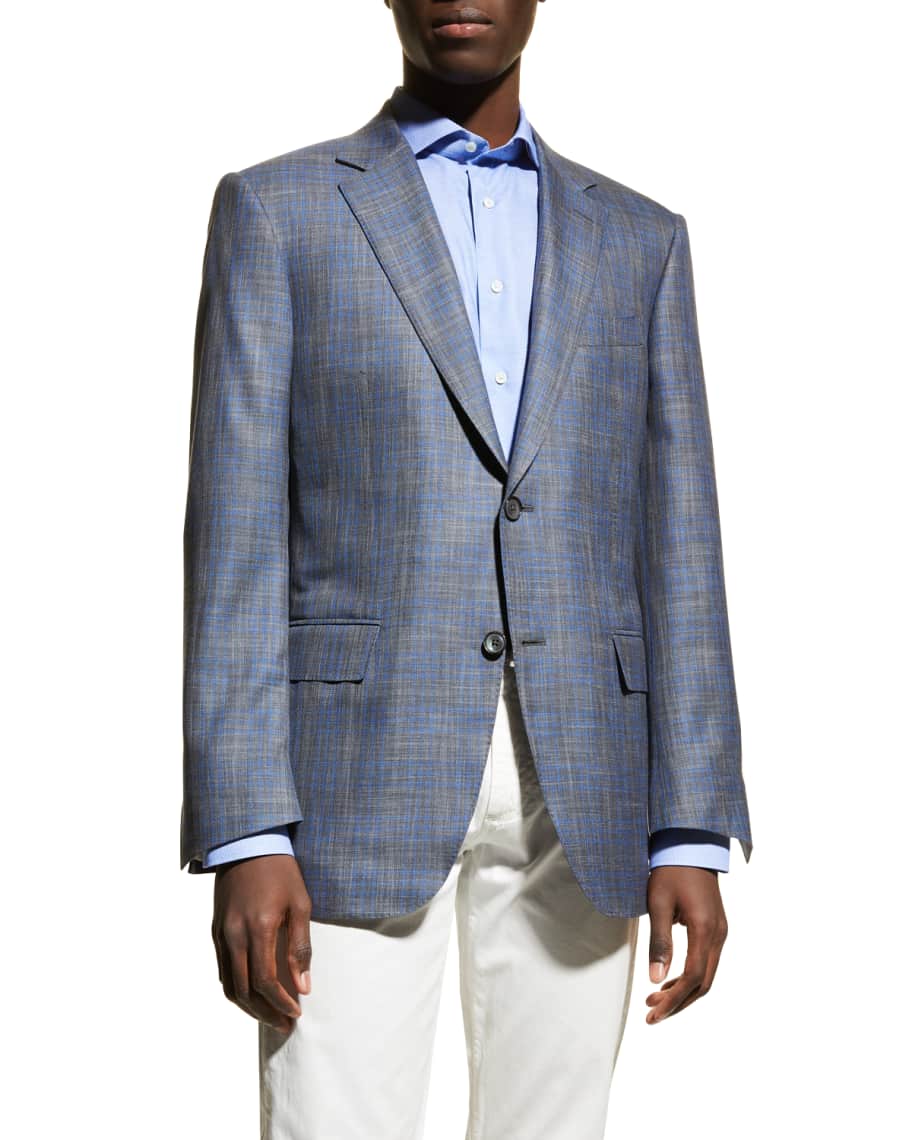 Canali Men's Plaid Super 150s Wool Sport Jacket | Neiman Marcus