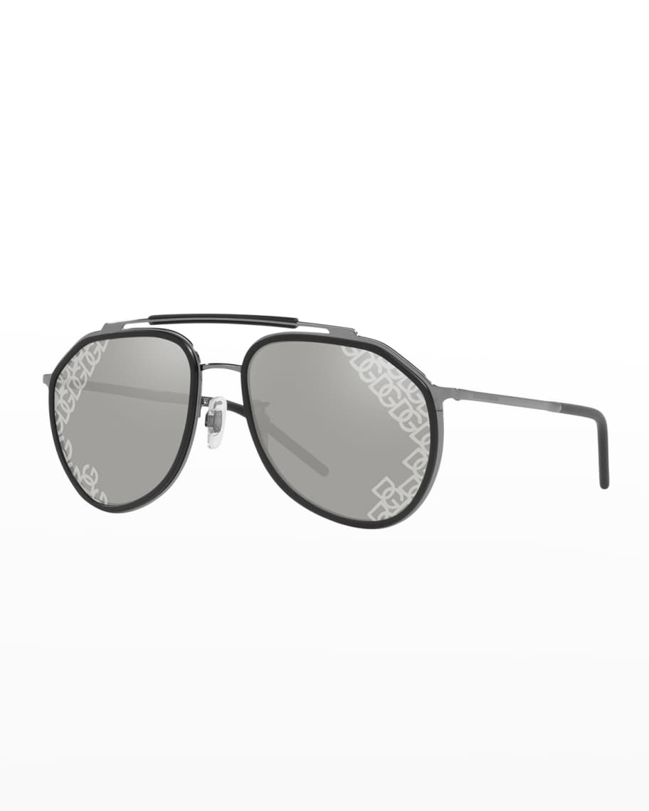 Dolce&Gabbana Men's Monogram Mirror Aviator Sunglasses | Neiman Marcus