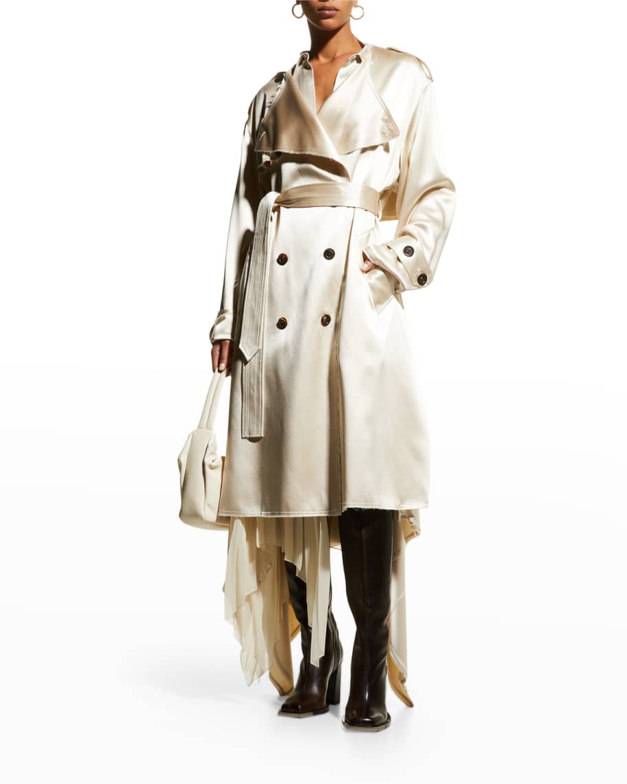 Peter Do Double-Breast Belted Handkerhief Silk Trench | Neiman Marcus