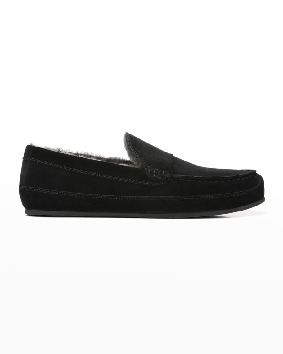 Vince Men's Gibson Shearling-Lined Leather Moccasin Slippers | Neiman ...
