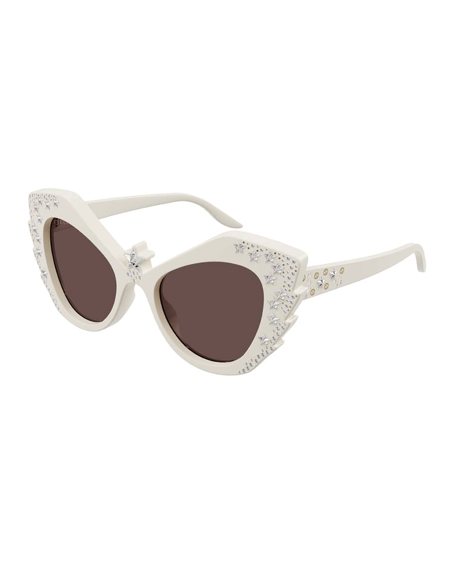 Gucci Star Stud Crystal Acetate Cat-Eye Sunglasses | Neiman Marcus