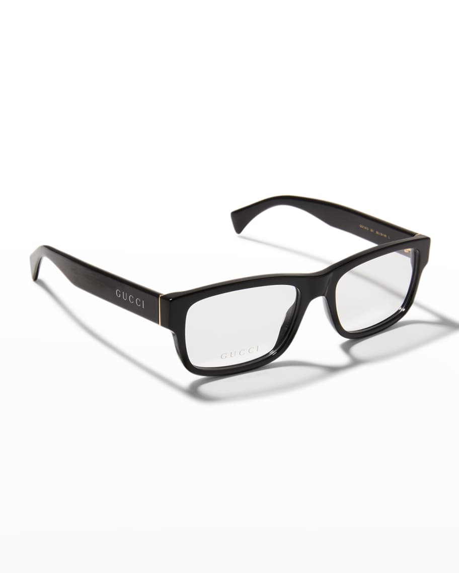Gucci Men's Rectangle Acetate Optical Glasses | Neiman Marcus