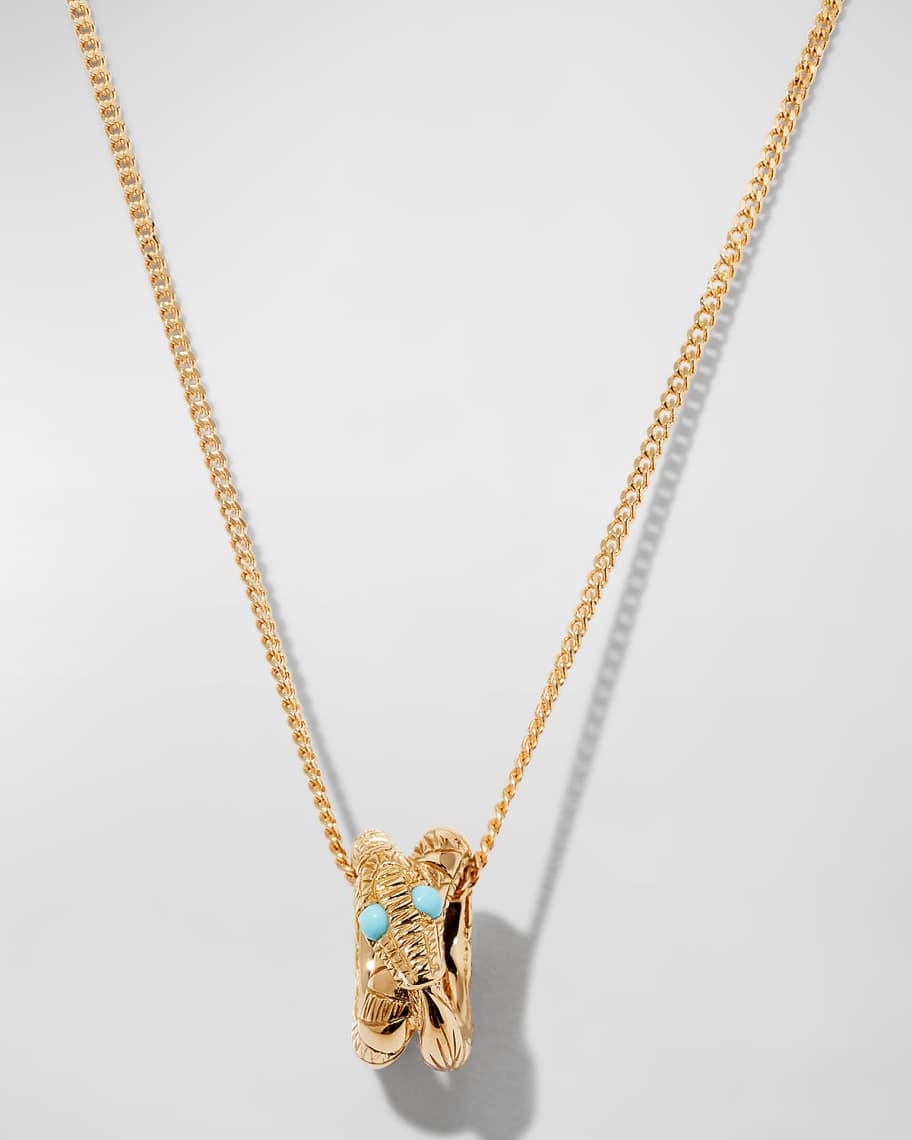 Gucci Ouroboros Snake Necklace with Turquoise Eyes | Neiman Marcus