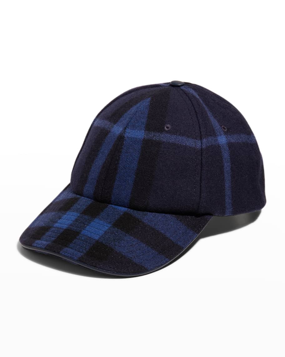 Burberry Men's Wool Check Baseball Cap | Neiman Marcus
