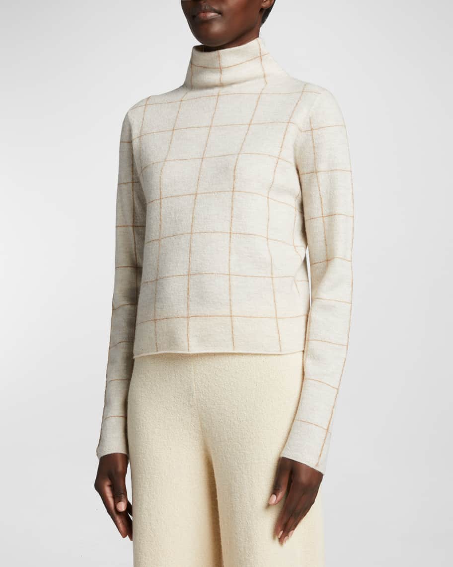 Vince Windowpane Plaid Turtleneck | Neiman Marcus