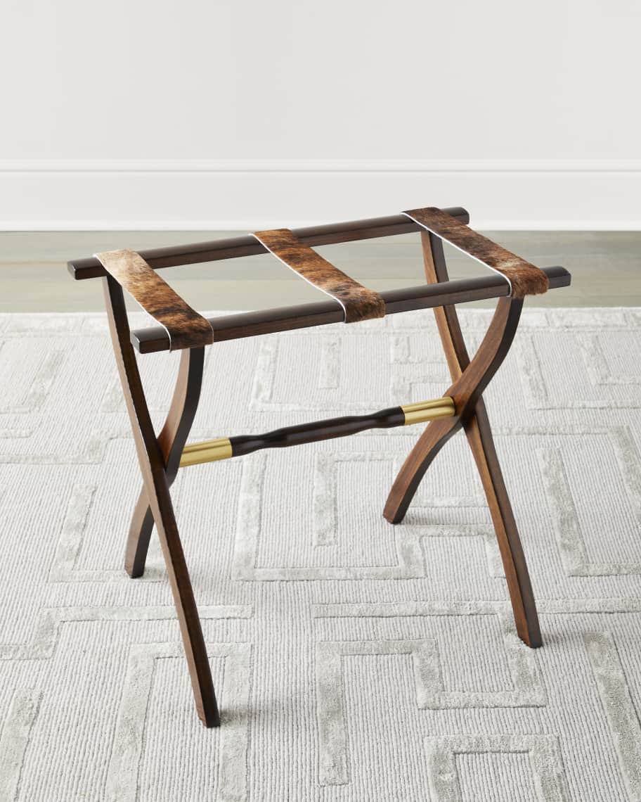 Gate House Furniture Wood Contour Leg Luggage Rack with Metal Accents ...