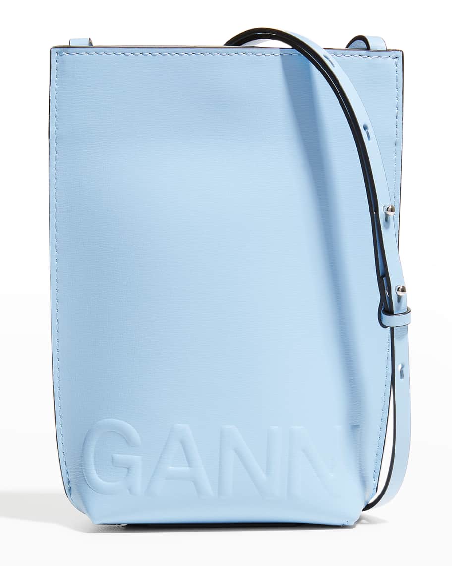 Ganni Banner Slim Recycled Leather Crossbody Bag | Neiman Marcus