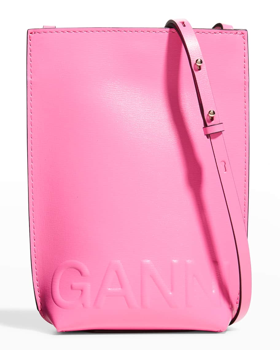Ganni Banner Slim Recycled Leather Crossbody Bag | Neiman Marcus