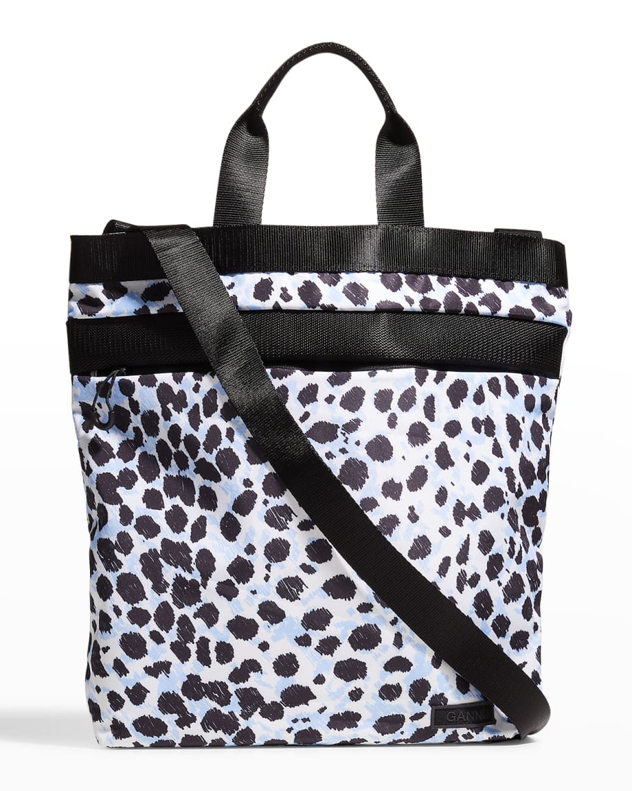 Ganni Cheetah Recycled Tech Tote Bag | Neiman Marcus