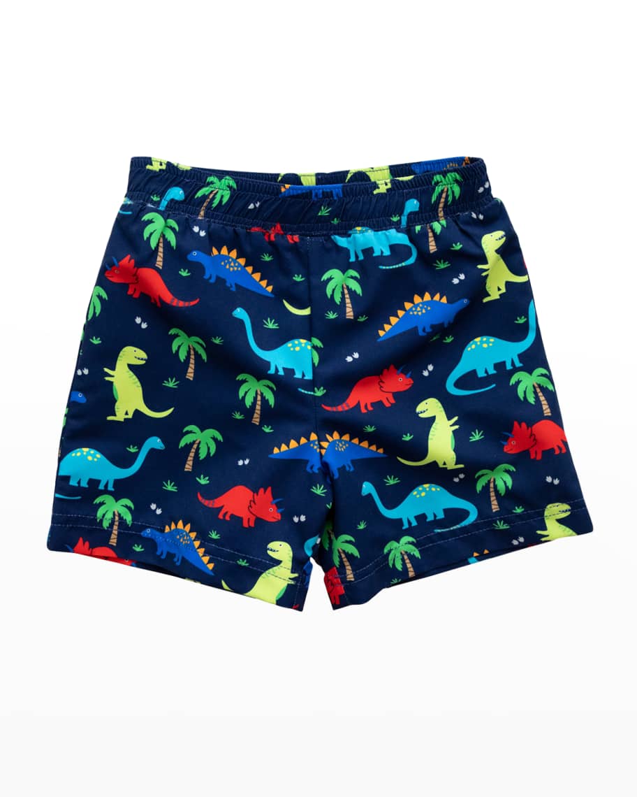 Florence Eiseman Boy's Dino-Print Swim Trunks, Size 2-4T | Neiman Marcus