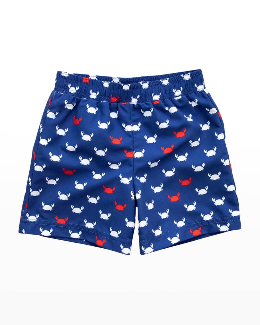 Florence Eiseman Boy's Crab-Print Swim Trunks, Size 2-4T | Neiman Marcus
