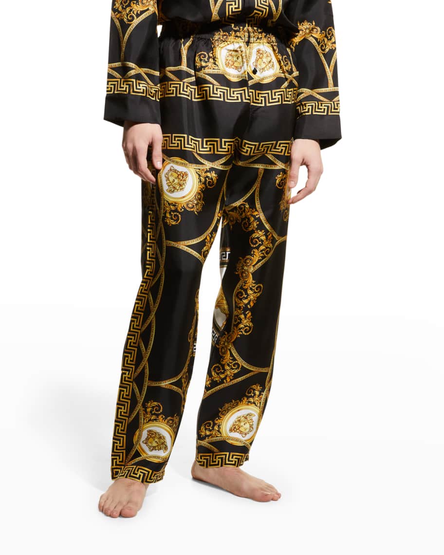 Versace Men's Barocco Print Silk Pajama Bottoms | Neiman Marcus