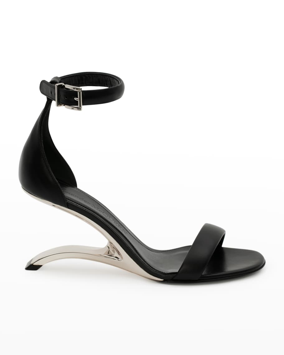 McQueen Arc Calfskin Architectural-Heel Sandals | Neiman Marcus