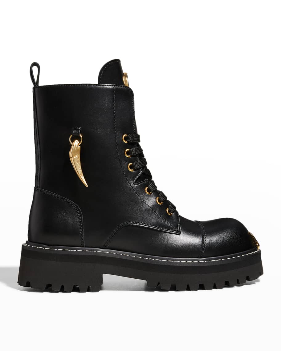 Cavalli Saber Tooth Pierced Combat Boots | Neiman Marcus