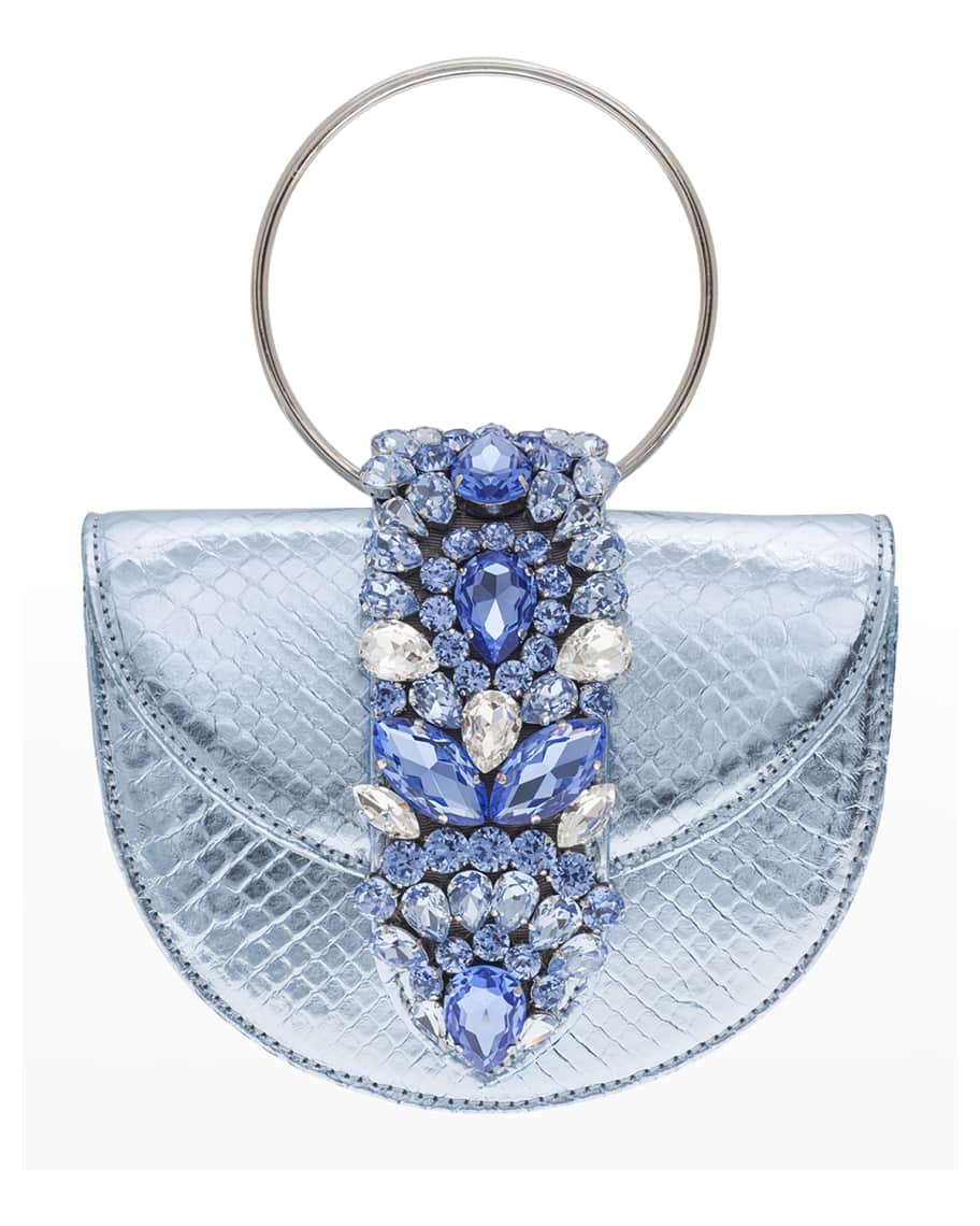 Gedebe Mini Brigitte Metallic Python Ring Top-Handle Bag | Neiman Marcus