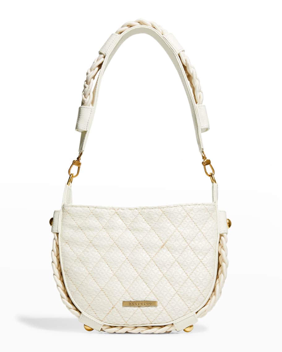 Kooreloo Mini Moon Quilted Straw Shoulder Bag | Neiman Marcus