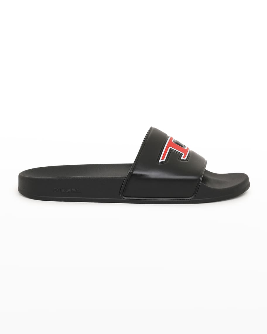 Diesel Men's D-Logo Pool Slide Sandals | Neiman Marcus