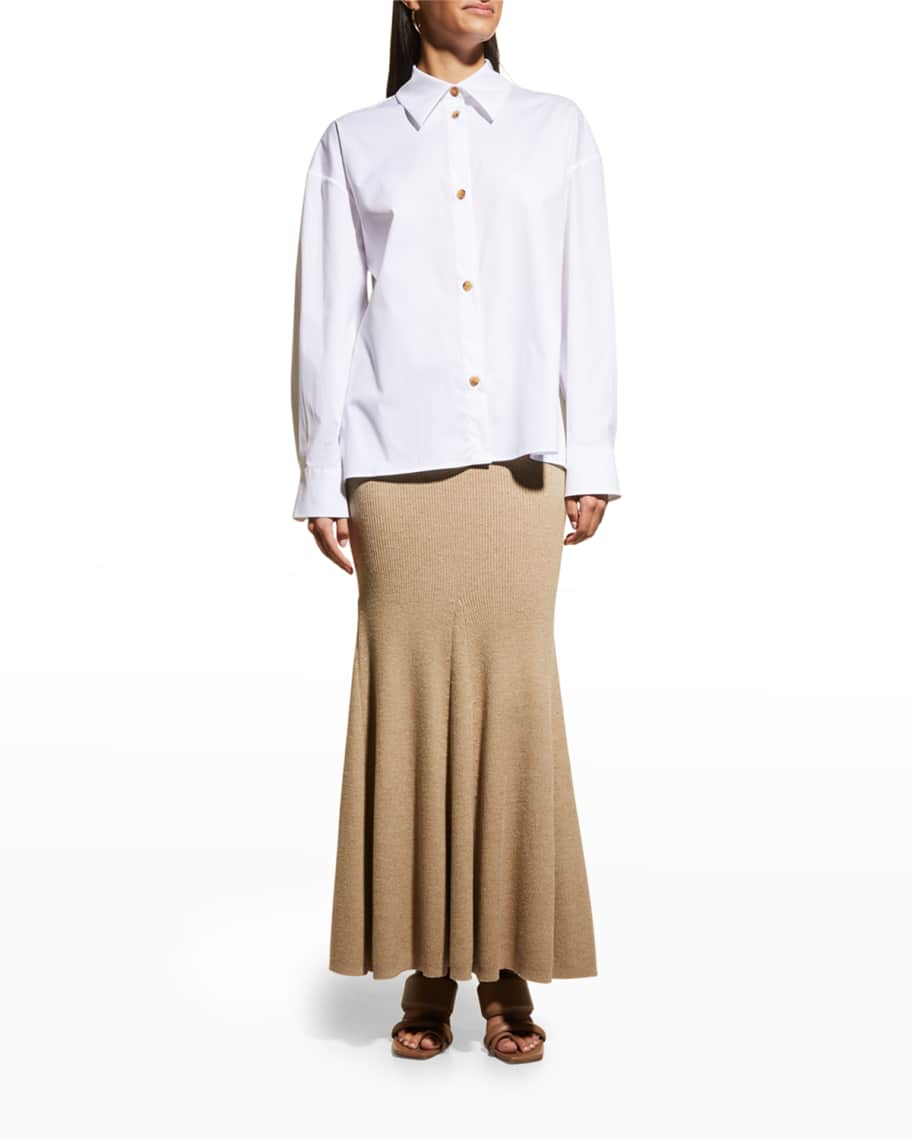 A.W.A.K.E. MODE Collared Open-Back Button-Front Shirt | Neiman Marcus