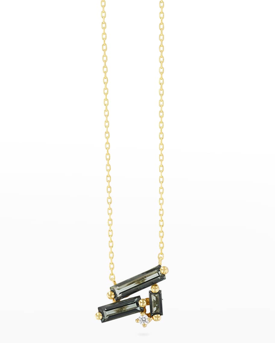 KALAN by Suzanne Kalan 14K Gold Horizontal Cluster Necklace, Green ...