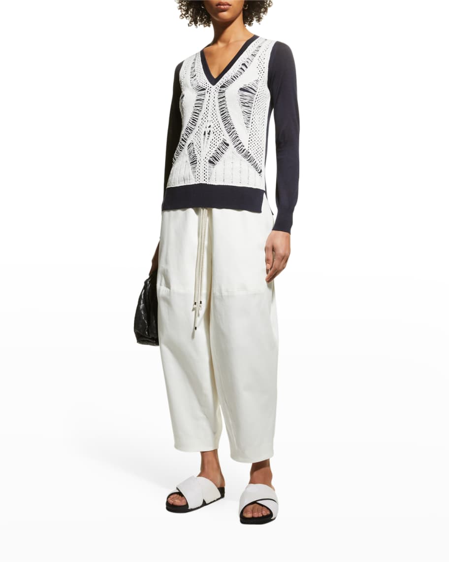 PARTOW Myla Bicolor Macrame Merino Wool Sweater | Neiman Marcus