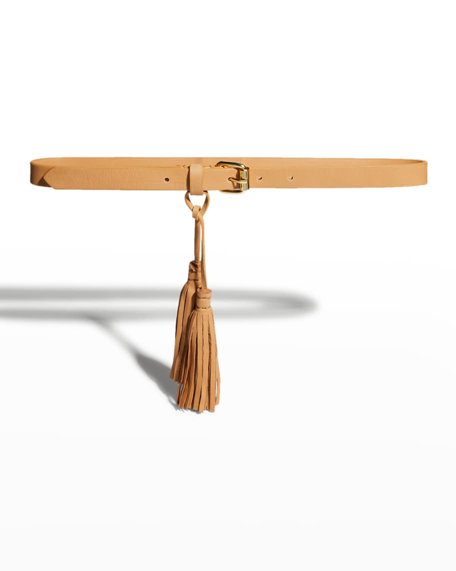 Cleobella Tassel Leather Skinny Belt | Neiman Marcus