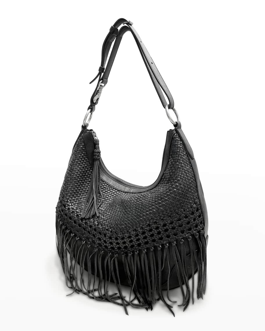 Frye Melissa Large Woven Fringe Hobo Bag | Neiman Marcus