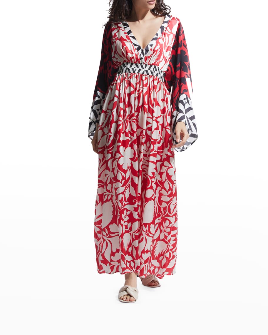 Ranna Gill Mix-Print Maxi Dress | Neiman Marcus