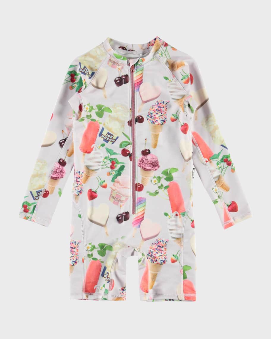 Molo Girl's Neka Seashell One-Piece Rash Guard, Size 9M-4T | Neiman Marcus