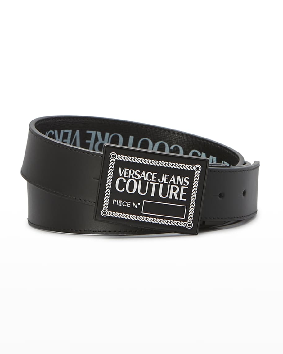 Versace Jeans Couture Men's Leather Logo Belt | Neiman Marcus