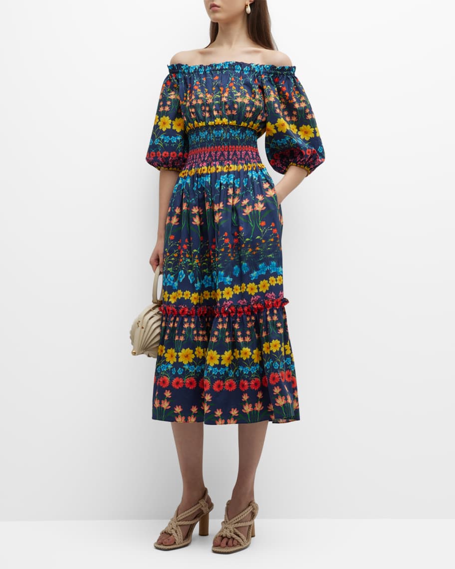 Cara Cara Mimi Off-Shoulder Midi Dress | Neiman Marcus