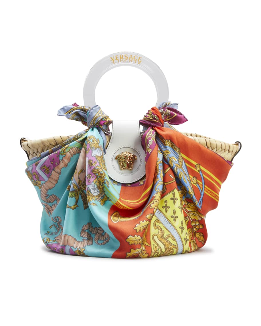 Versace Raffia Scarf Small Tote Bag | Neiman Marcus