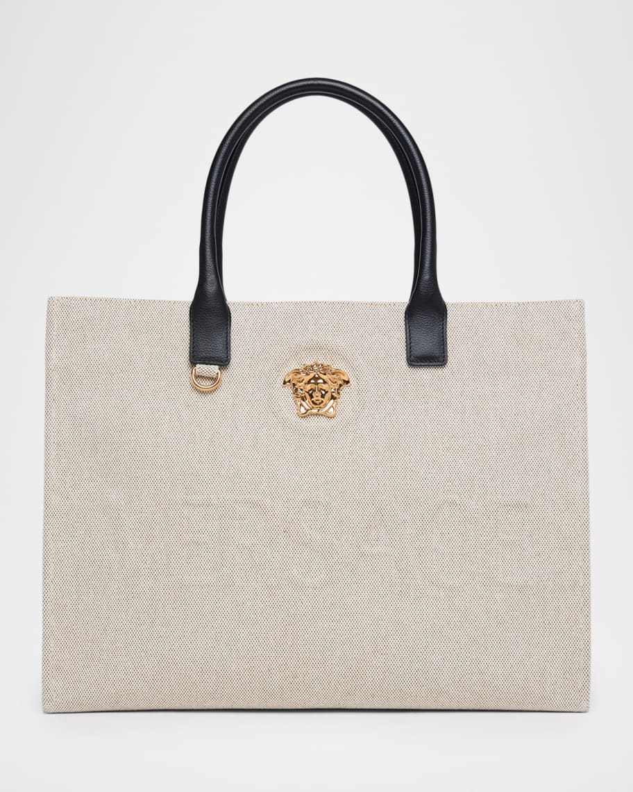 Versace La Medusa Logo Canvas Tote Bag | Neiman Marcus