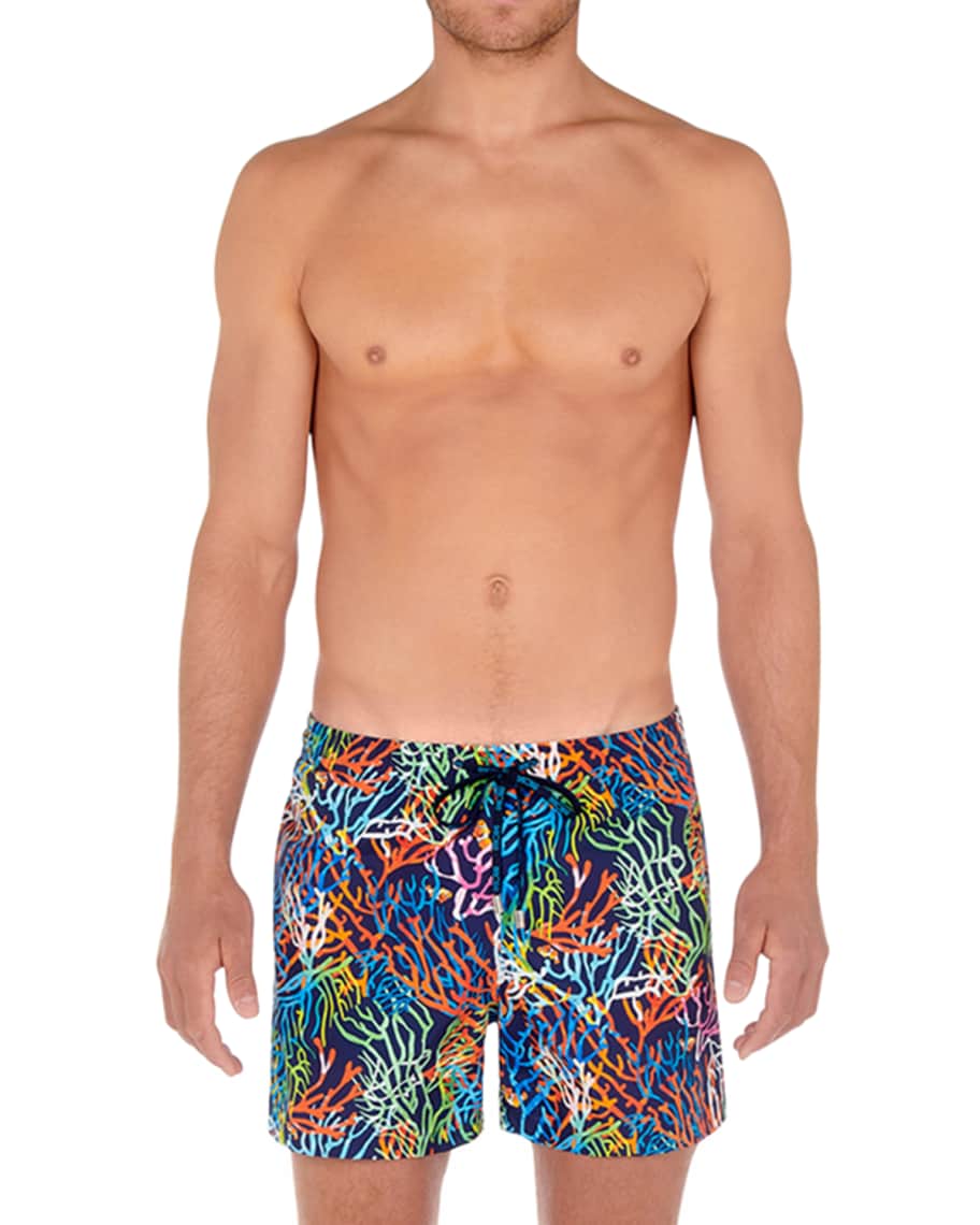 HOM Men's Multicolor Coral Reef Swim Trunks | Neiman Marcus