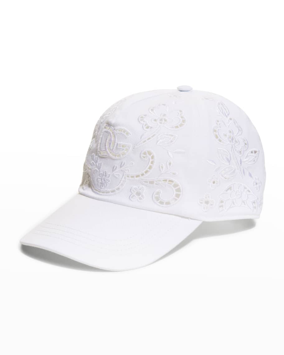 Dolce&Gabbana DG Logo Floral Eyelet Baseball Cap | Neiman Marcus