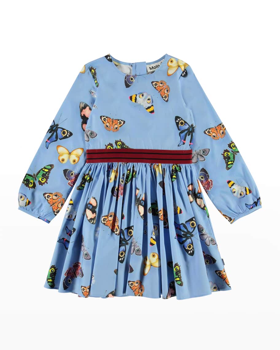 Molo Girl's Christine Butterfly-Print Woven Dress, Size 2-6 | Neiman Marcus