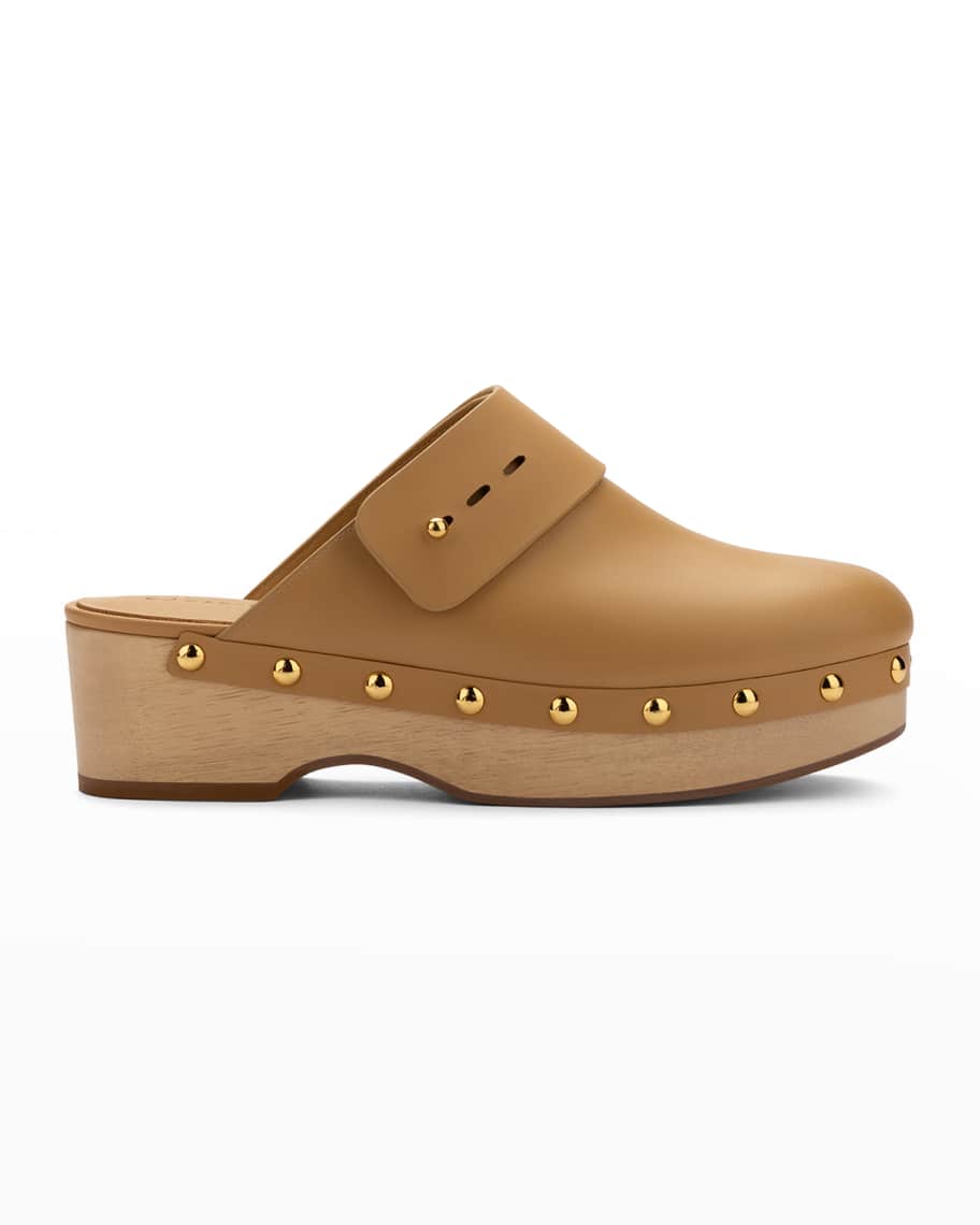Mercedes Castillo Evonne Napa Golden-Stud Clogs | Neiman Marcus