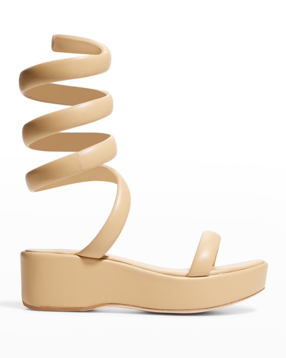 Cult Gaia Gabi Leather Ankle-Wrap Sandals | Neiman Marcus