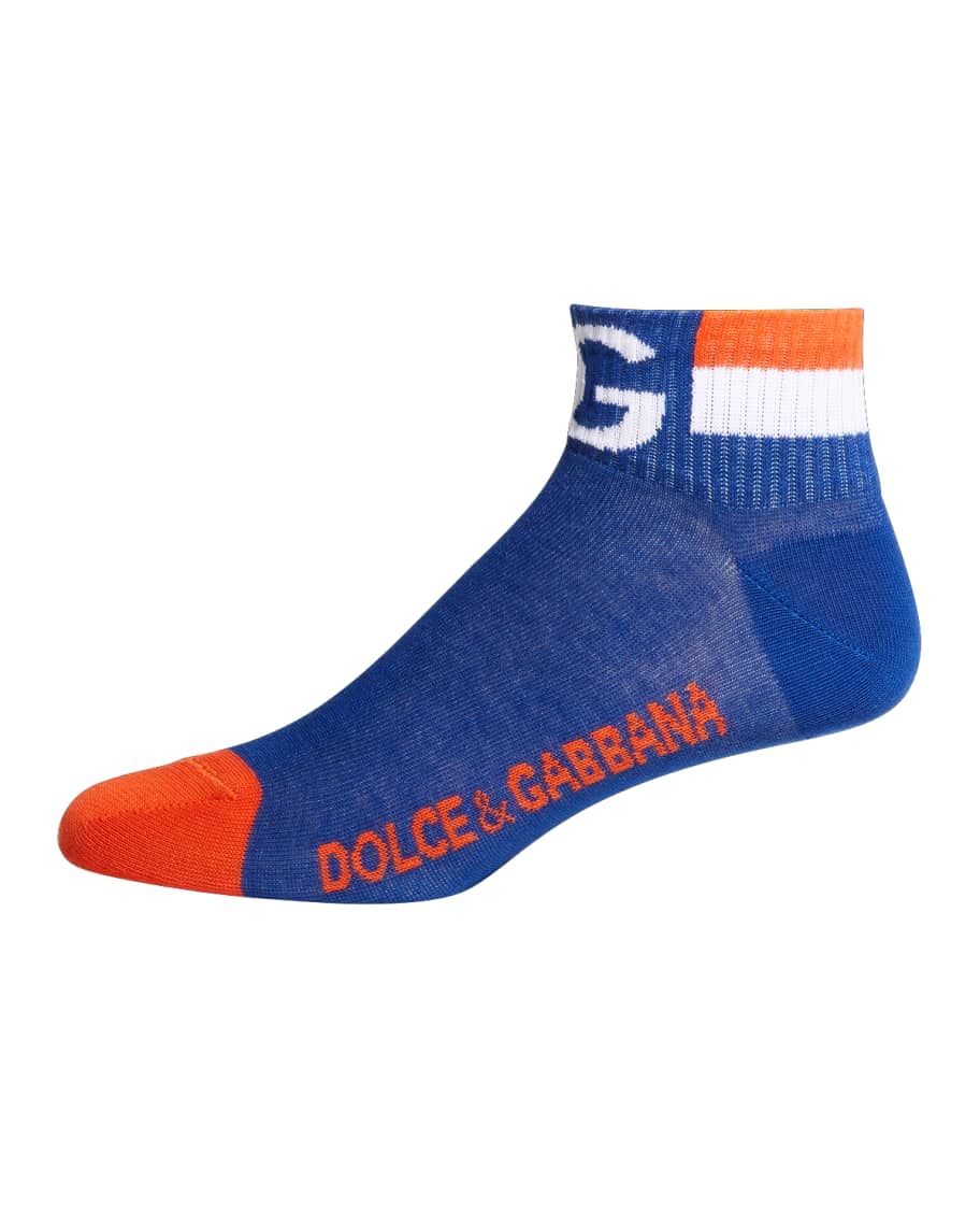 Dolce&Gabbana Men's Interlocking DG-Logo Quarter Socks | Neiman Marcus