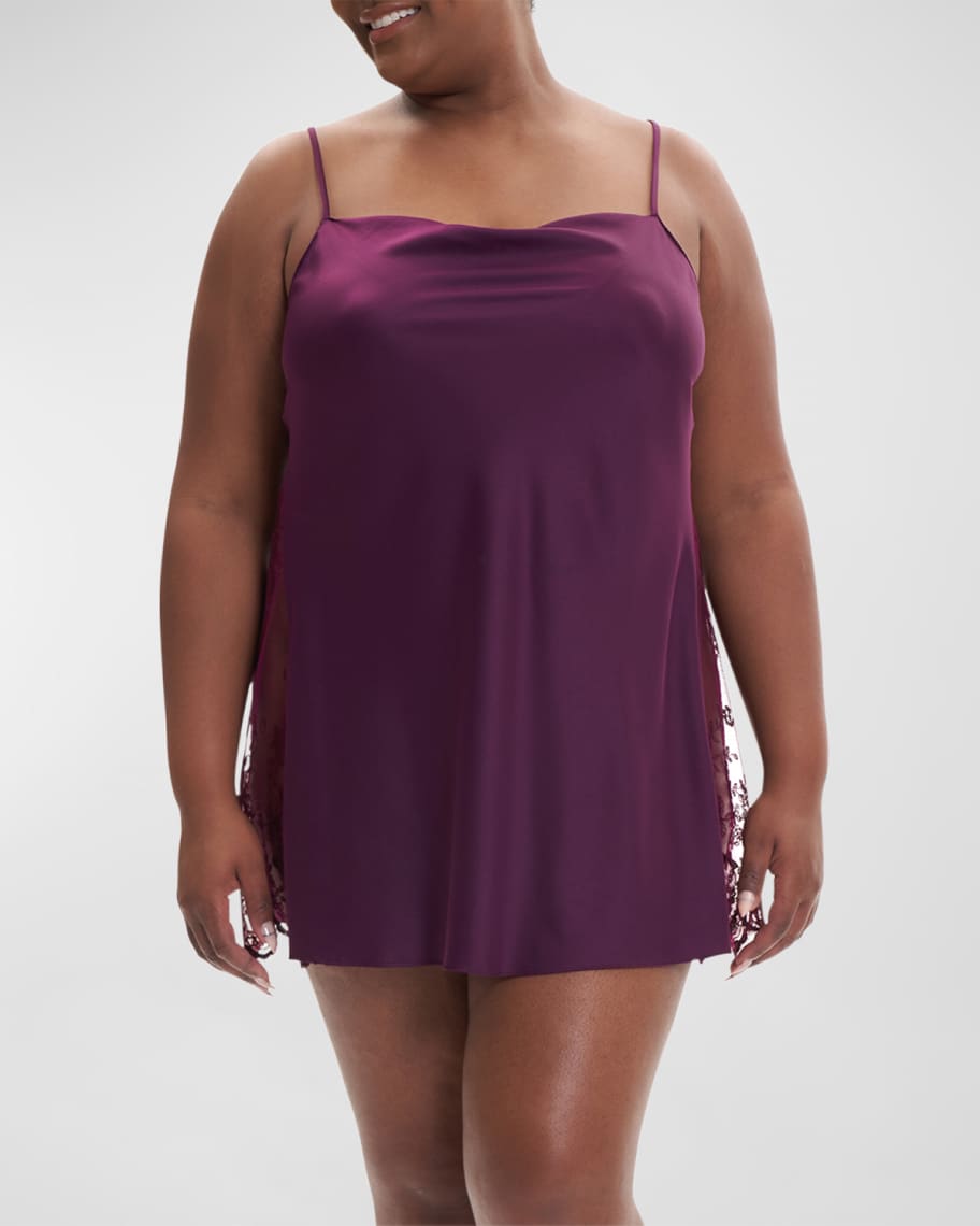 Rya Collection Plus Size Darling Lace-Inset Silk Chemise | Neiman Marcus