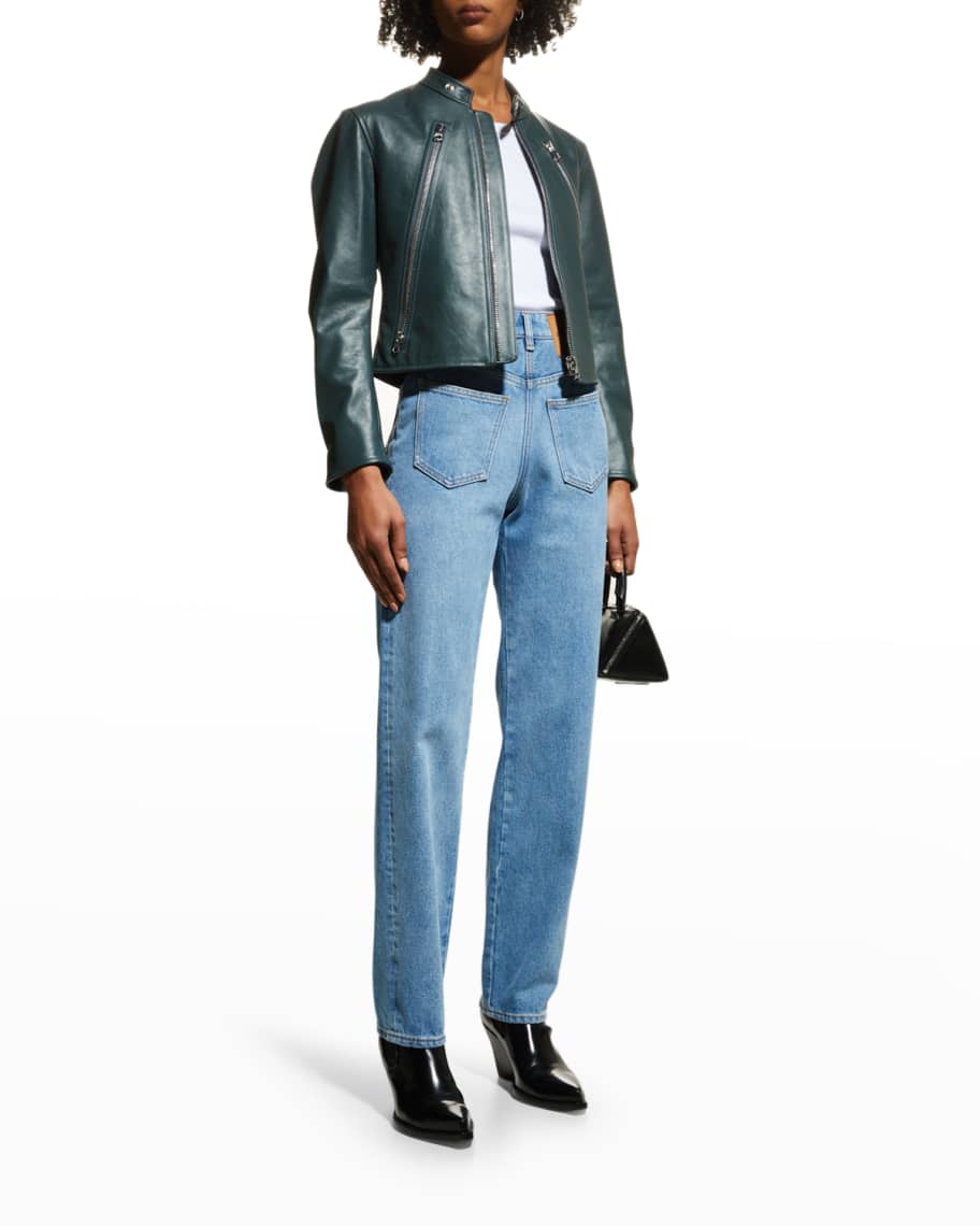 MM6 Maison Margiela Calf Leather Sports Jacket | Neiman Marcus