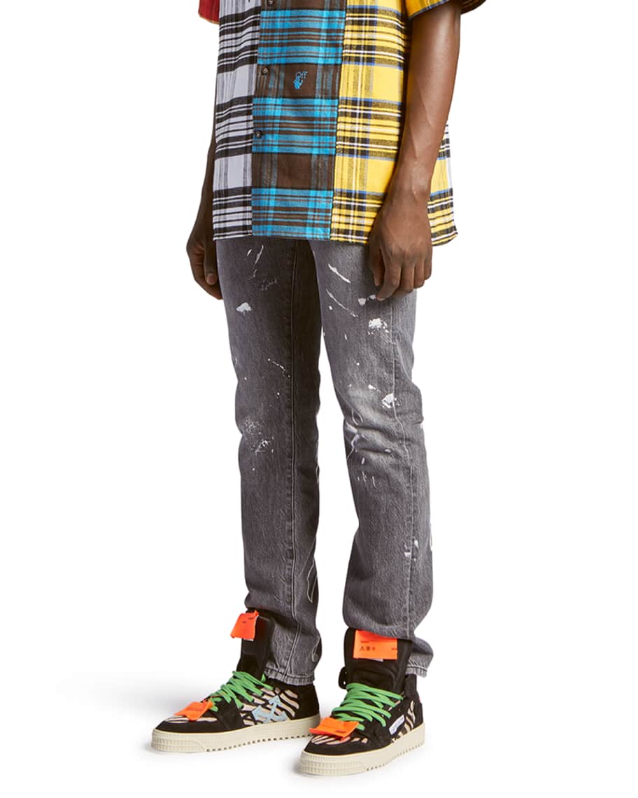 off white pattern jeans